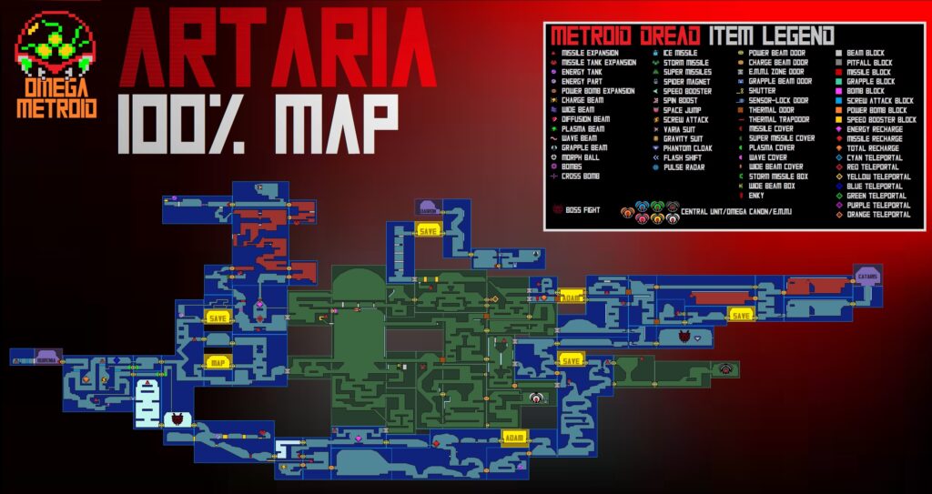 Metroid Dread Walkthrough – 100% Map & Routes - Omega Metroid
