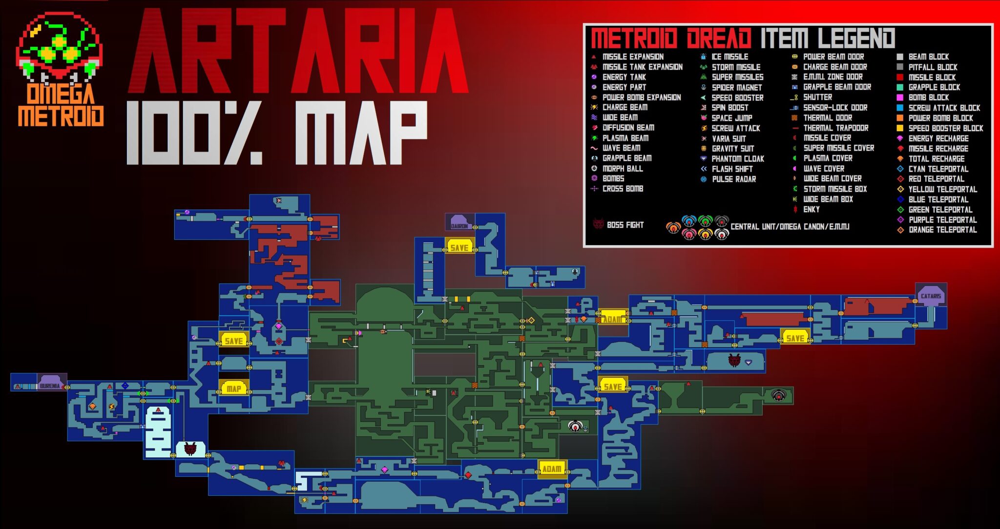 Metroid Dread Walkthrough – 100% Map & Routes - Omega Metroid