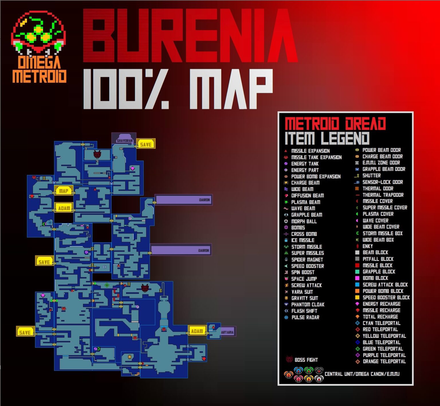 Metroid Dread Walkthrough – 100% Map & Routes - Omega Metroid