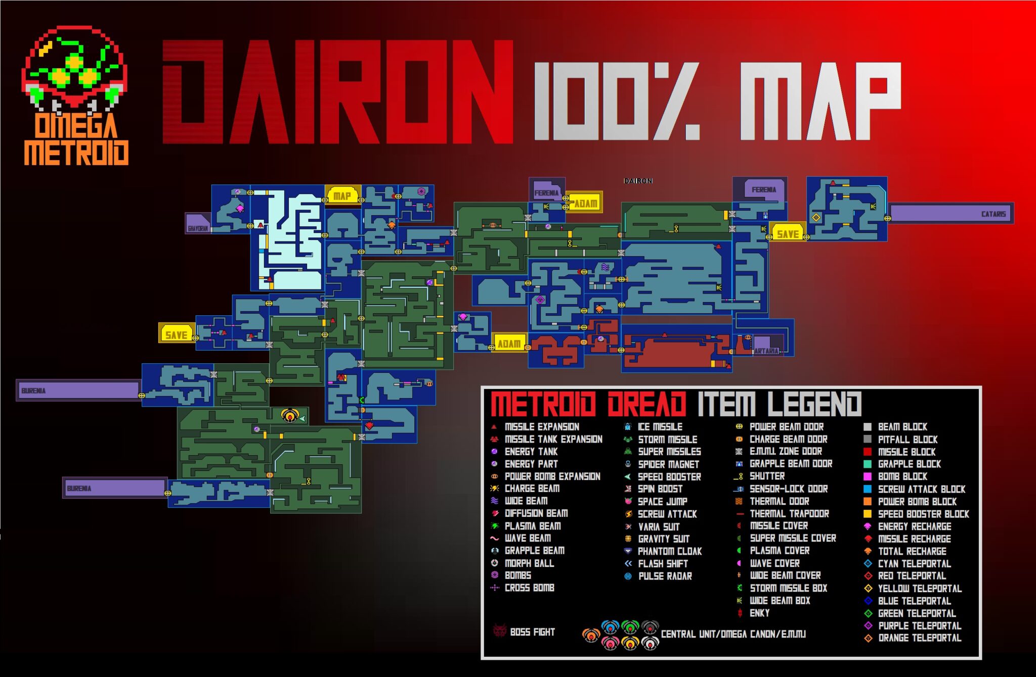 Metroid Dread Walkthrough – 100% Map & Routes - Omega Metroid